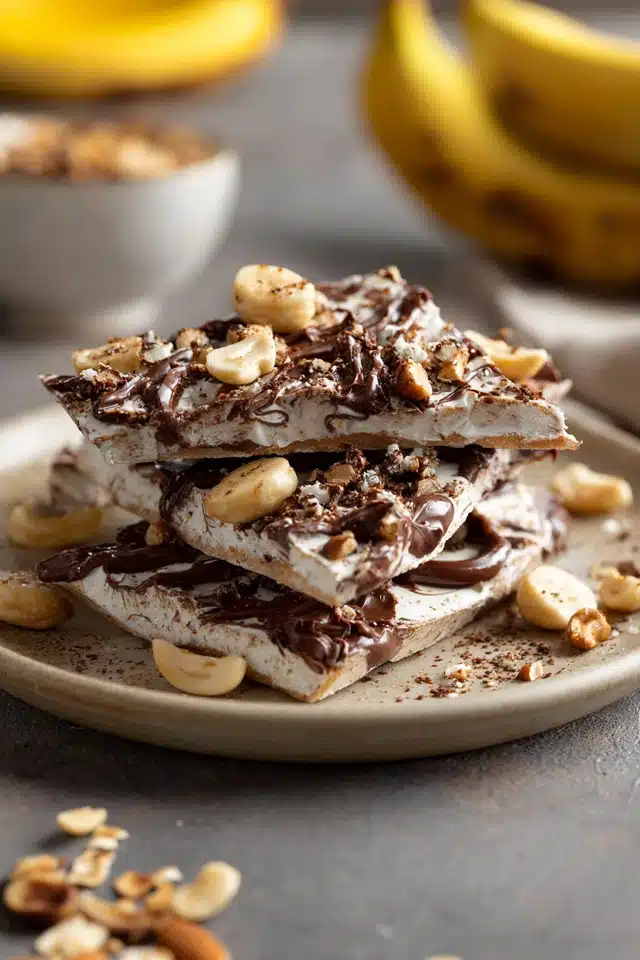 Banana & Nutella Frozen Yogurt Bark - Savoring Moments