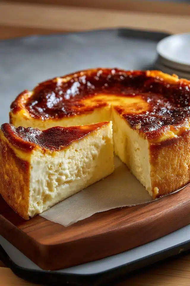 Loaf Pan Basque Cheesecake - Savoring Moments