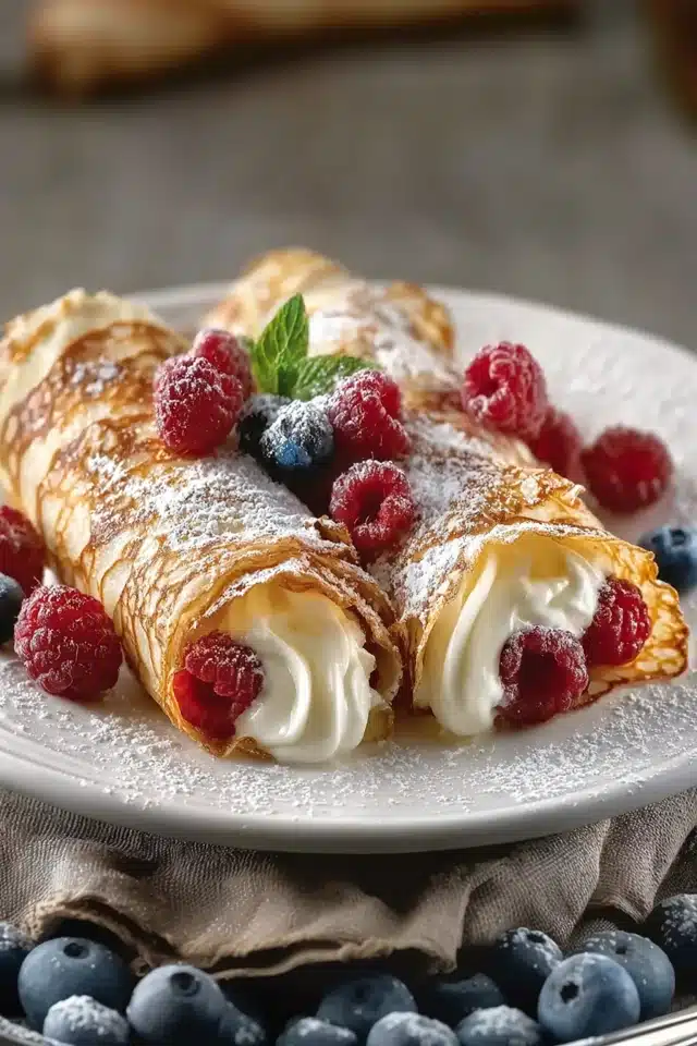 Cheesecake Crepe Roll Ups - Savoring Moments
