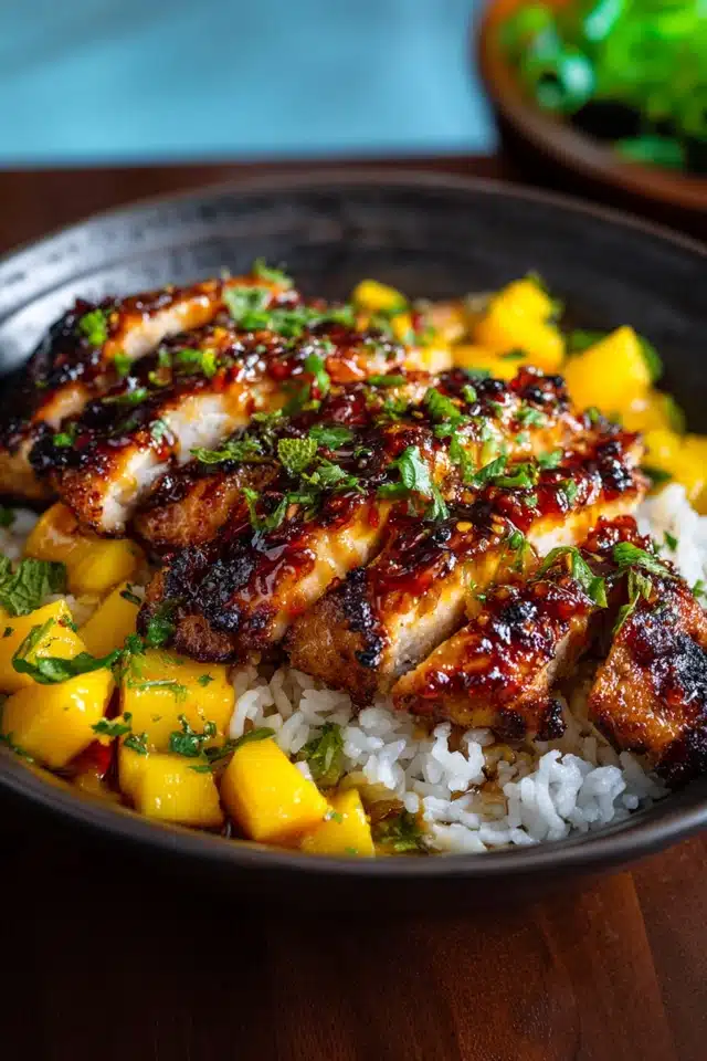 Sweet & Savory Asian Mango Glazed Chicken - Savoring Moments