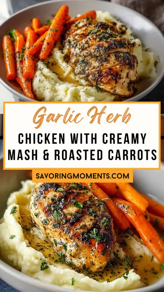 Garlic Herb Chicken with Creamy Mash & Roasted Carrots - Savoring Moments