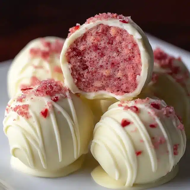 White Chocolate Strawberry Truffles - Savoring Moments