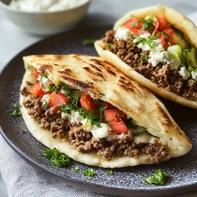 Mediterranean Ground Beef Pita Pockets - Savoring Moments