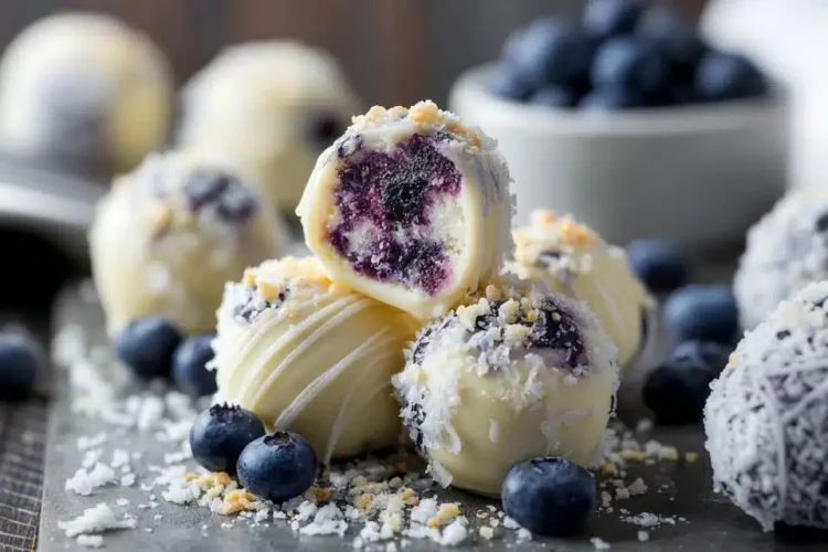 White Chocolate Blueberry Truffles - Savoring Moments