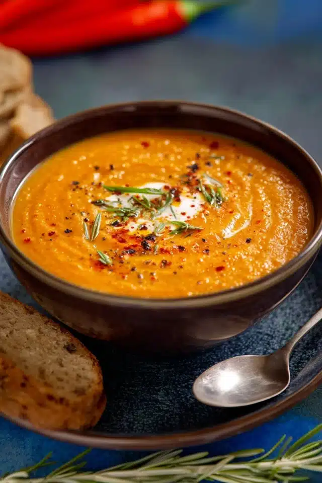 Smooth and Creamy Roasted Vegetable Soup - Savoring Moments