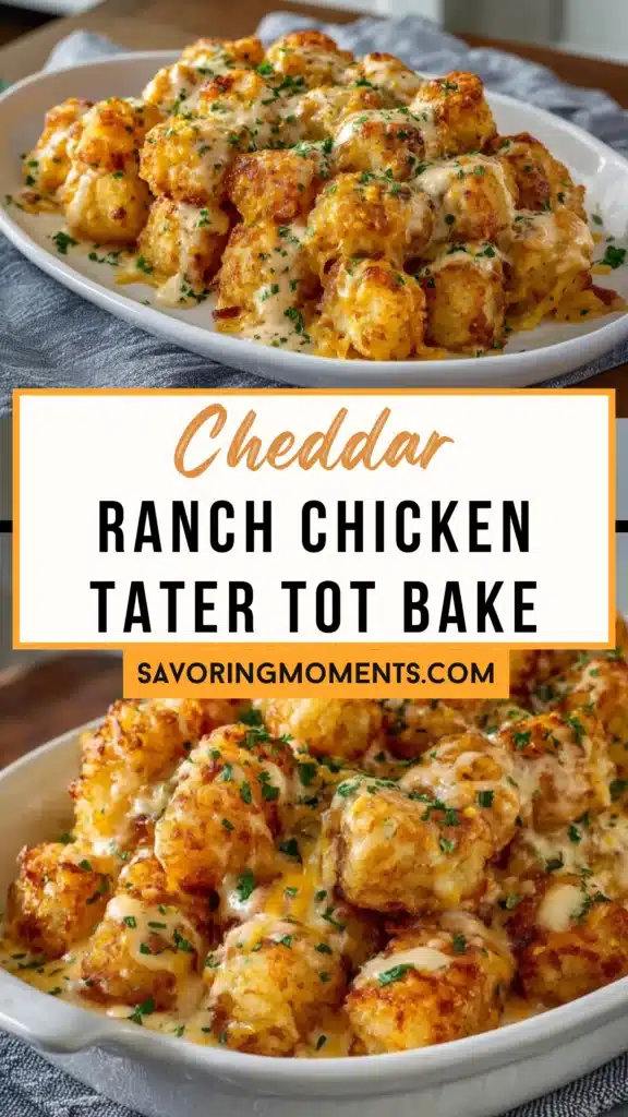 Cheddar Ranch Chicken Tater Tot Bake - Savoring Moments