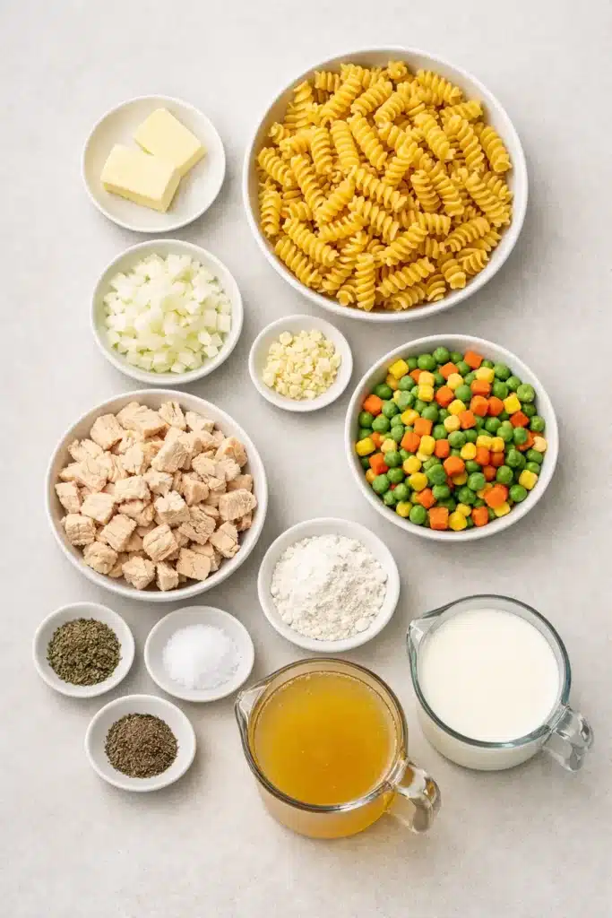 Quick Chicken Pot Pie Pasta - Savoring Moments