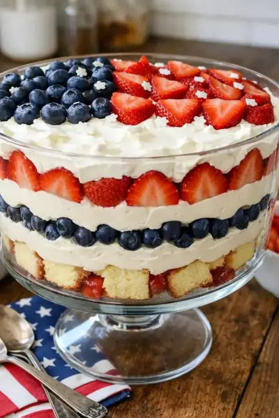 Red White and Blueberry Trifle - Savoring Moments