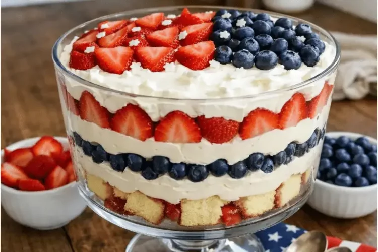 Red White and Blueberry Trifle - Savoring Moments
