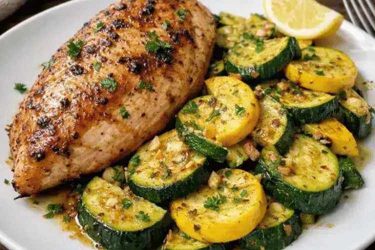 Healthy Chicken Breast with Zucchini and Squash - Savoring Moments