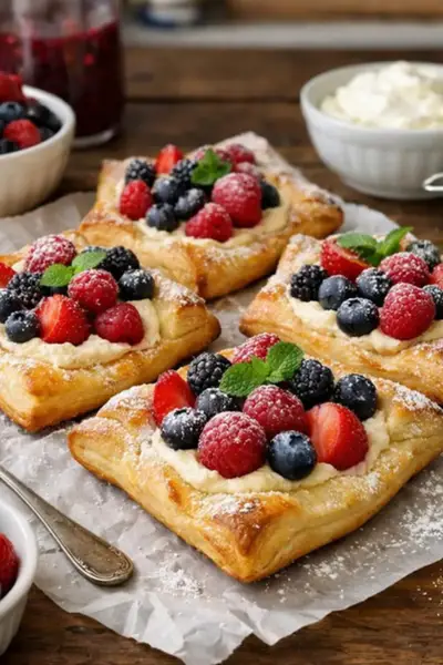 Mixed Berry Cream Pastries - Savoring Moments